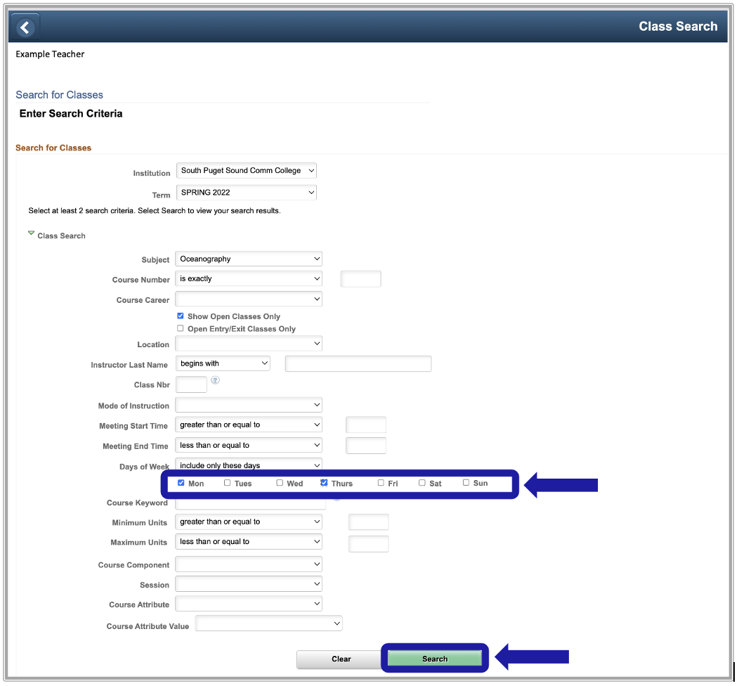 Search for Classes | SPSCC Support